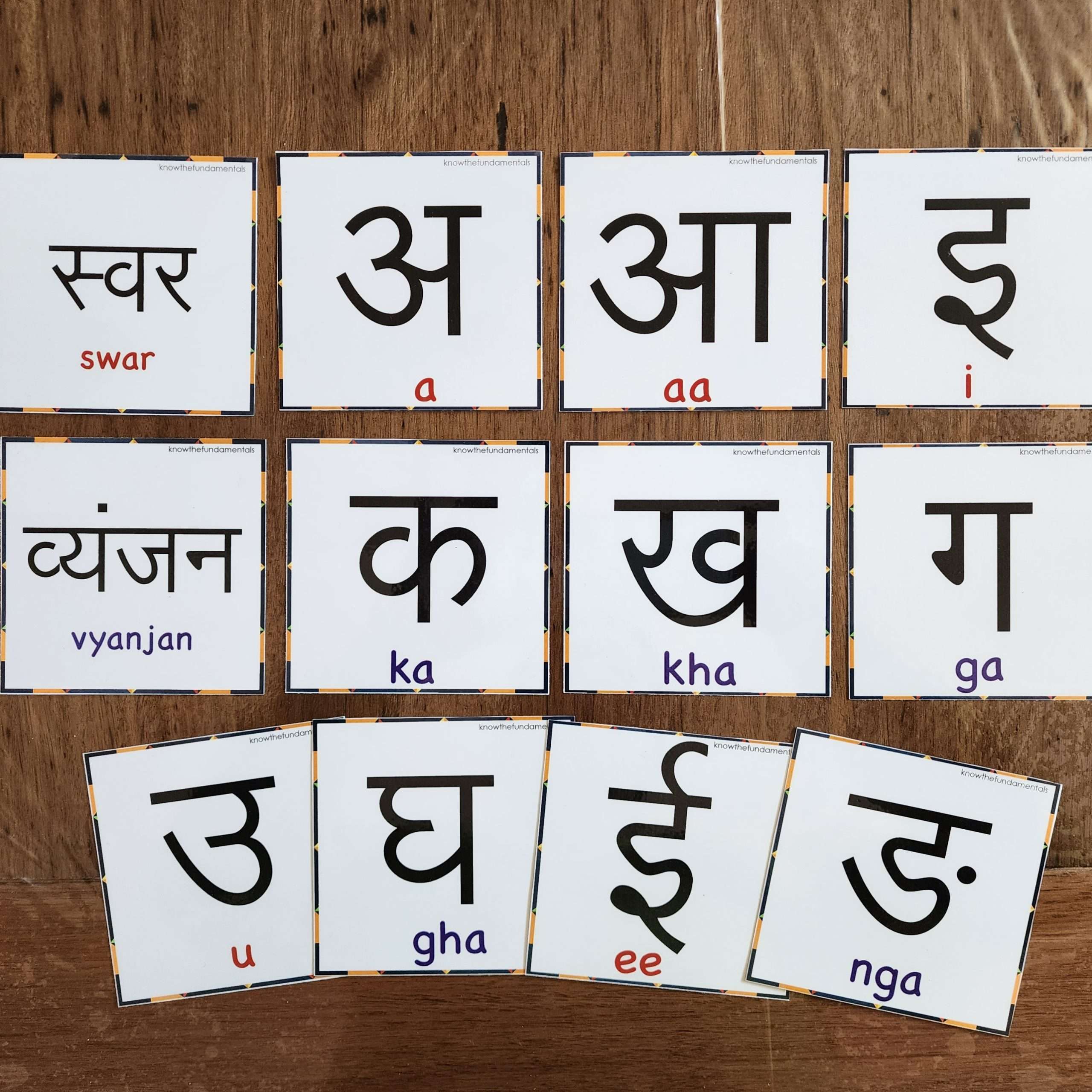 Swar Vyanjan Hindi Alphabets - Learn English to Hindi Flashcards