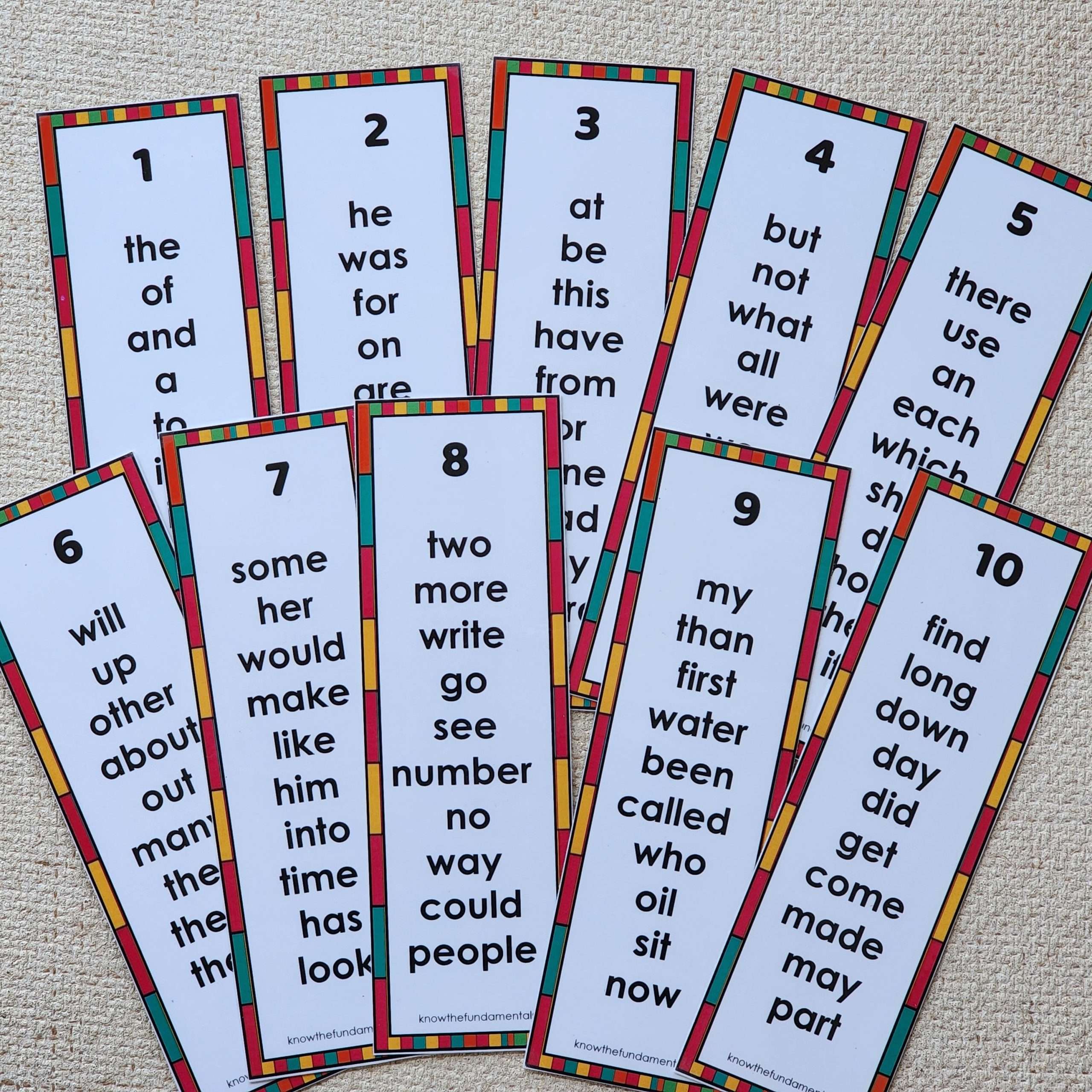 Fry and sight words for kindergarten - First 100 words flashcards